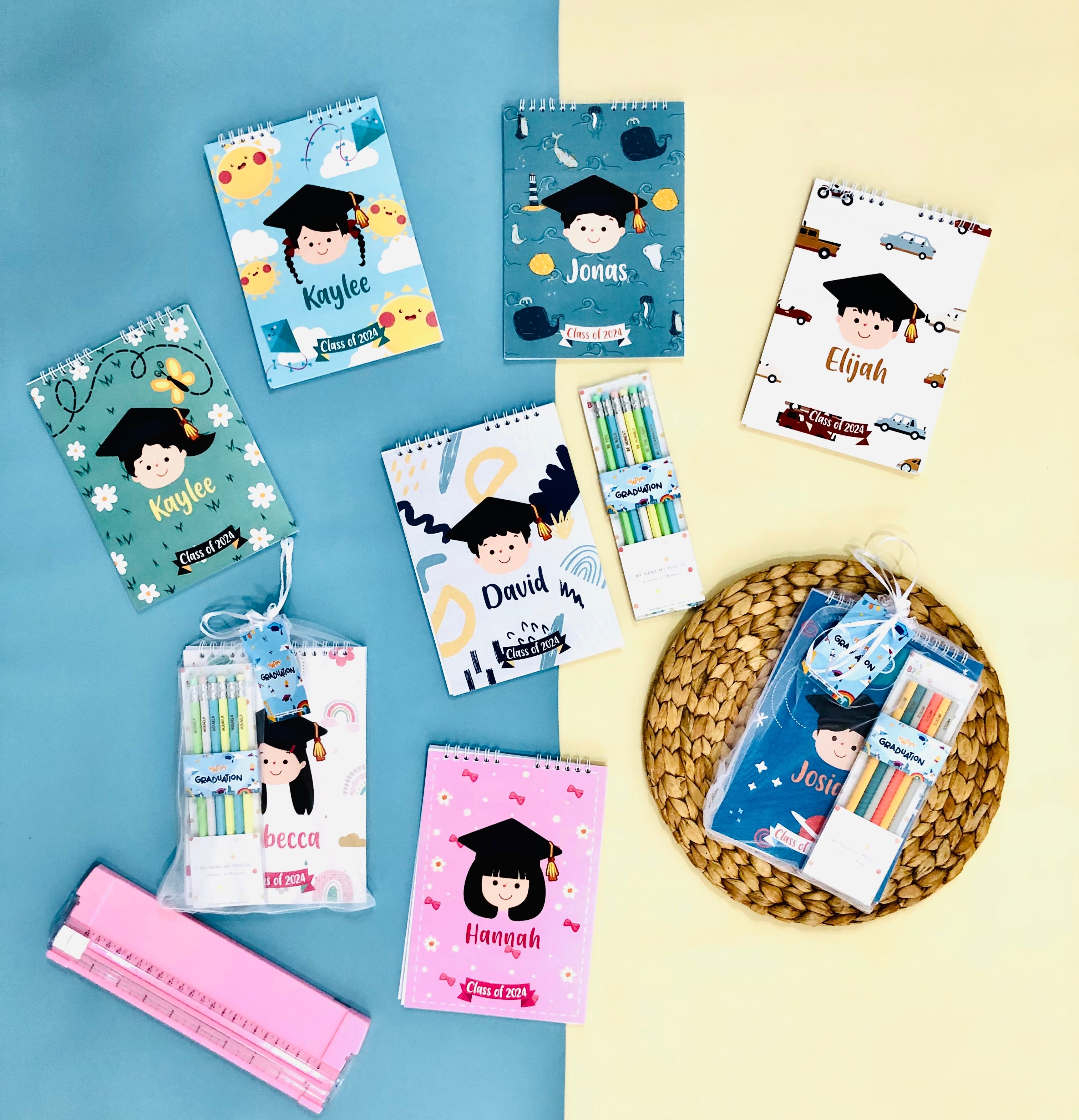 Graduation Customised Notebook + Pencil Set (Face Series) – Bag For Fun BFF